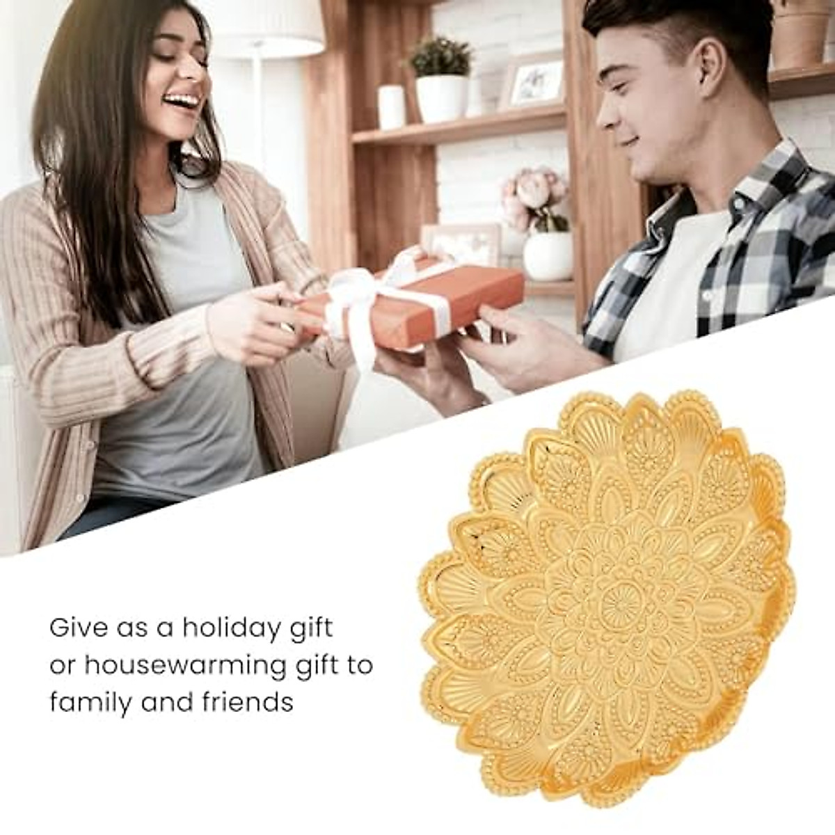 Gold Fruit Bowl, 5.5inch Decorative Metal Centerpiece Bowl Modern Fruit Bowl for Kitchen Counter Gold Bowls Gold Candies Dessert Serving Tray for Dinners Parties