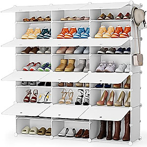 HOMIDEC Shoe Storage Cabinet, 48 Pairs Shoe Rack 3 by 8 Tier Shoe Organizer Space Saving Shoe Storage for Closet Hallway Living Room Bedroom Garage (White)
