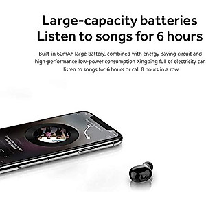 Mini Invisible Bluetooth Headphone Handsfree in Ear Headset Earbud Earphone with Microphone Noise Cancelling Wireless Earbud for iPhone, Samsung, HTC, Sony and Much More Android Phones (1 x Black)