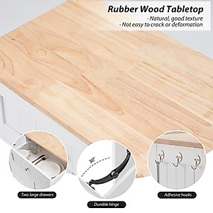 Spurgehom Dual Door Trash Cabinet Kitchen Waste Bins, Laundry Hamper Tilt Out Trash Can Cabinet with Hideaway Drawer Storage Bag,13 Gallons Pet Proof Trash Can for Living Room, White