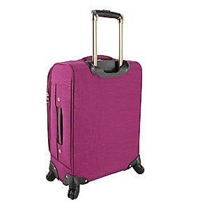 Steve Madden Designer Luggage Collection - Lightweight Softside Expandable Suitcase for Men & Women - Durable 20 Inch Carry On Bag with 4-Rolling Spinner Wheels (Peek-A-Boo Purple)