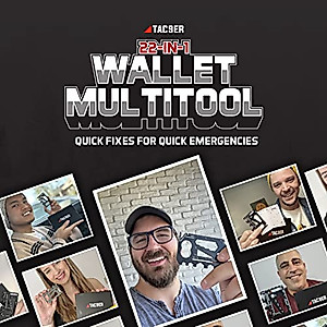 TAC9ER 22-in-1 Credit Card Multitool For Men | Metal Survival Card | Credit Card Knife Wallet Tool | TSA Approved Multitool | Bottle Opener Card