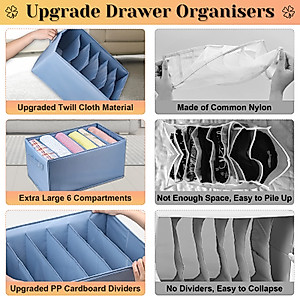2Pcs Extra Large 6 Compartments Wardrobe Clothes Organizer, Upgraded Laundry Cabinet Clothes Storage Box, Foldable Visible Clothes Drawer Organizer for Jeans, Sweaters, T-shirts, Pants, Legging