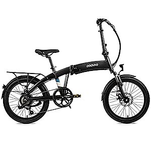 Populo 20'' Folding Electric Bike for Adults, 250W 36V Electric Bicycle with Removable Battery, Lightweight Aluminum Ebike with Suspension Fork, Lights & Rear Rack Included, USB Charge.