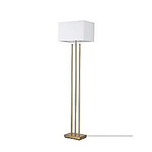 Globe Electric 67775 62" Floor Lamp, Matte Brass, White Linen Shade, Floor Lamp for Living Room, Floor Lamp for Bedroom, Home Improvement, Reading Lamp, Home Office Accessories, Home Décor