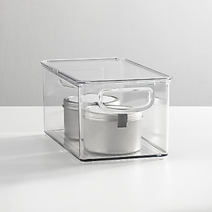mDesign Plastic Deep Storage Bin Box Container with Lid and Built-In Handles - Organization for Fruit, Snacks, or Food in Kitchen Pantry, Cabinet, or Cupboard, Ligne Collection, 6 Pack, Clear