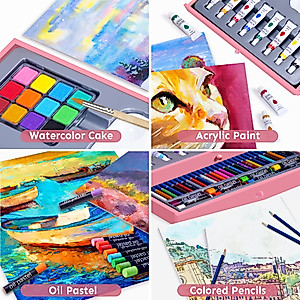 85 Piece Deluxe Wooden Art Supplies, Art Kit with Easel and Acrylic Pad, Art Set for Teens, Adults and Artist Beginners, Creative Gift Box with Wooden Case, Sketching Pencils, Artist brushes