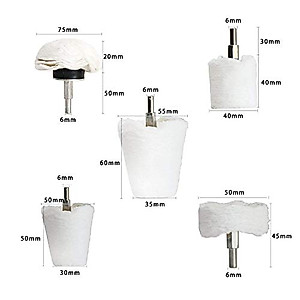 Medoon Polishing Pad Buffing Wheel Kit White Flannelette 5 Pack, Polisher Tools Fit for Metal Aluminum Stainless Steel Chrome Wood Plastic Ceramic Glass Woods Fabric Cotton Machine Jewelry etc