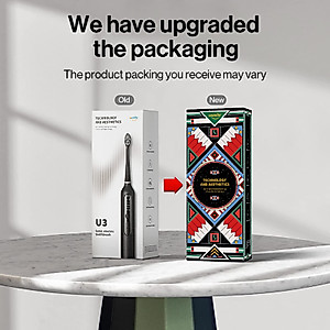 usmile Electric Toothbrush, Sonic Electric Toothbrush with Smart 3D Display, 4 Modes and 3 Intensities, Built-in Timer, U3 Black