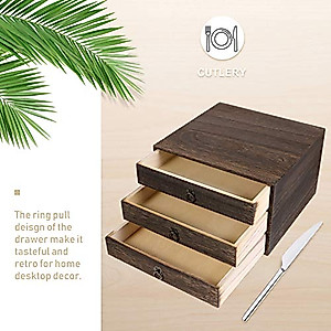 Cabilock Storage Wood Tier Accessories Office Cosmetics Drawer Shallow Kitchen Counter Sundry Cosmetic Wooden Supplies Container Holder Layer Organiser Drawers Retro Stackable Jewelery