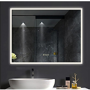 Liviza 48 in. W x 36 in. H LED Wall Mirror for Bathroom, Bathroom Vanity Mirror with Lights, Defogging, Color Temperature and Brightness Setting, Memory Function, Vertical/Horizontal Installation
