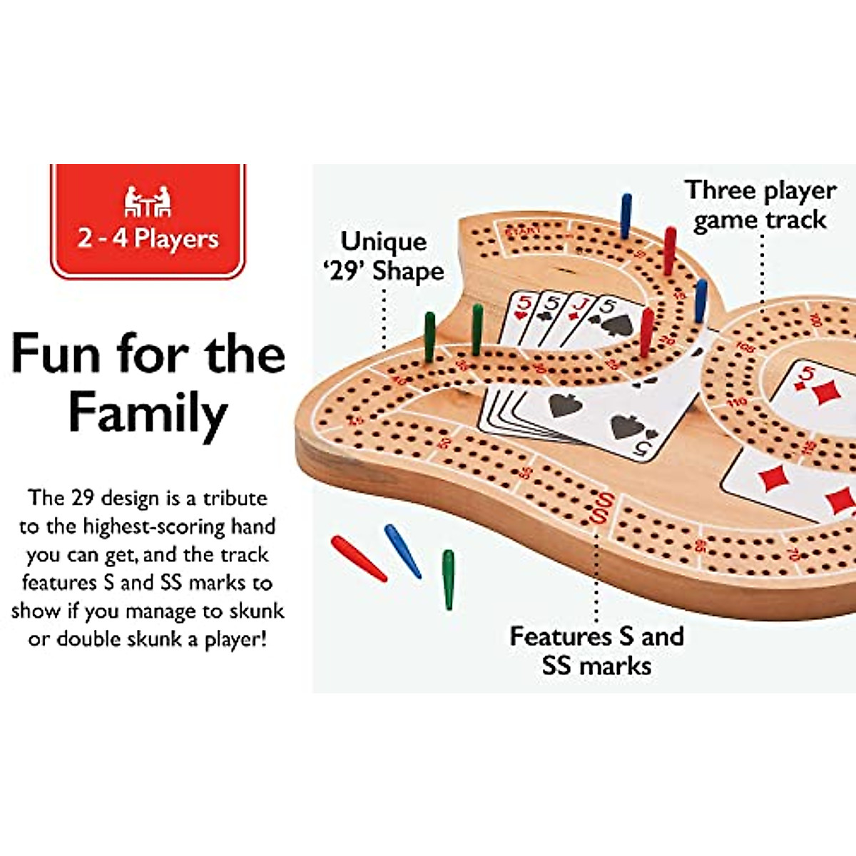 Mainstreet Classics Wooden "29" Cribbage Board Game Set