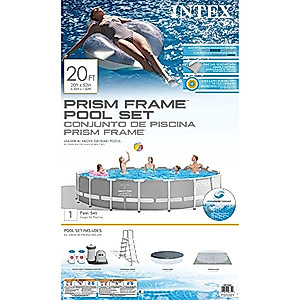 INTEX 26755EH 20 Feet x 52 Inch Prism Premium Frame Above Ground Pool | Cartridge Filter Pump, Ladder, Ground Cloth and Pool Cover Included