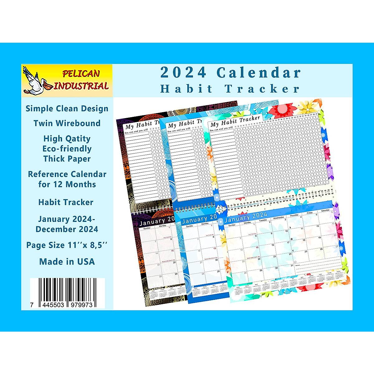 2024 Monthly Desktop/Wall Calendar/Planner - Habit Tracker - Daily, Weekly & Monthly Goal Motivational Habit Tracking Journal Inspirational - (Edition #07)