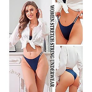 Bolivelan Women G-String Panties High Cut Low Rise Tanga Underwear for Ladies Pack of 6 (US 4, Multicolor)