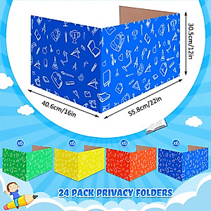24 Pack Shields for Student Desks Test Desktop Dividers Cardboard Large Privacy Folders Classroom Testing Shields Trifold Standard Privacy Dividers Shield for School Office, 12 x 54 Inch