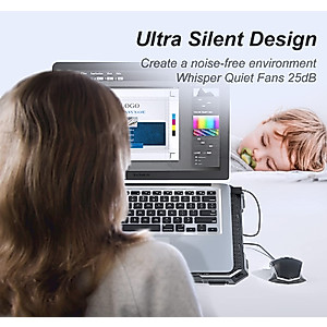 ICE COOREL Laptop Cooling Pad with 6 Cooling Fans, Cooling Pad for Laptop Fan 13-15.6 Inch, Laptop Cooler Stand with 6 Height Adjustable, Notebook Cooler Pad with Two USB Port [2022 Version]