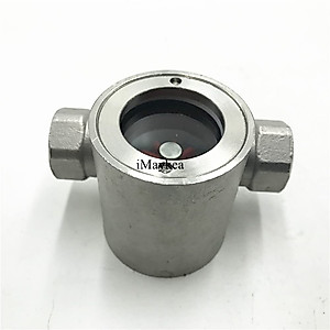 iMaykea 1/4", 3/8", 1/2", 1", 1.5", 2" NPT Thread Stainless Steel 304 Sight Glass Water Flow Indicator With Plastic Impeller (1-1/4" DN32)