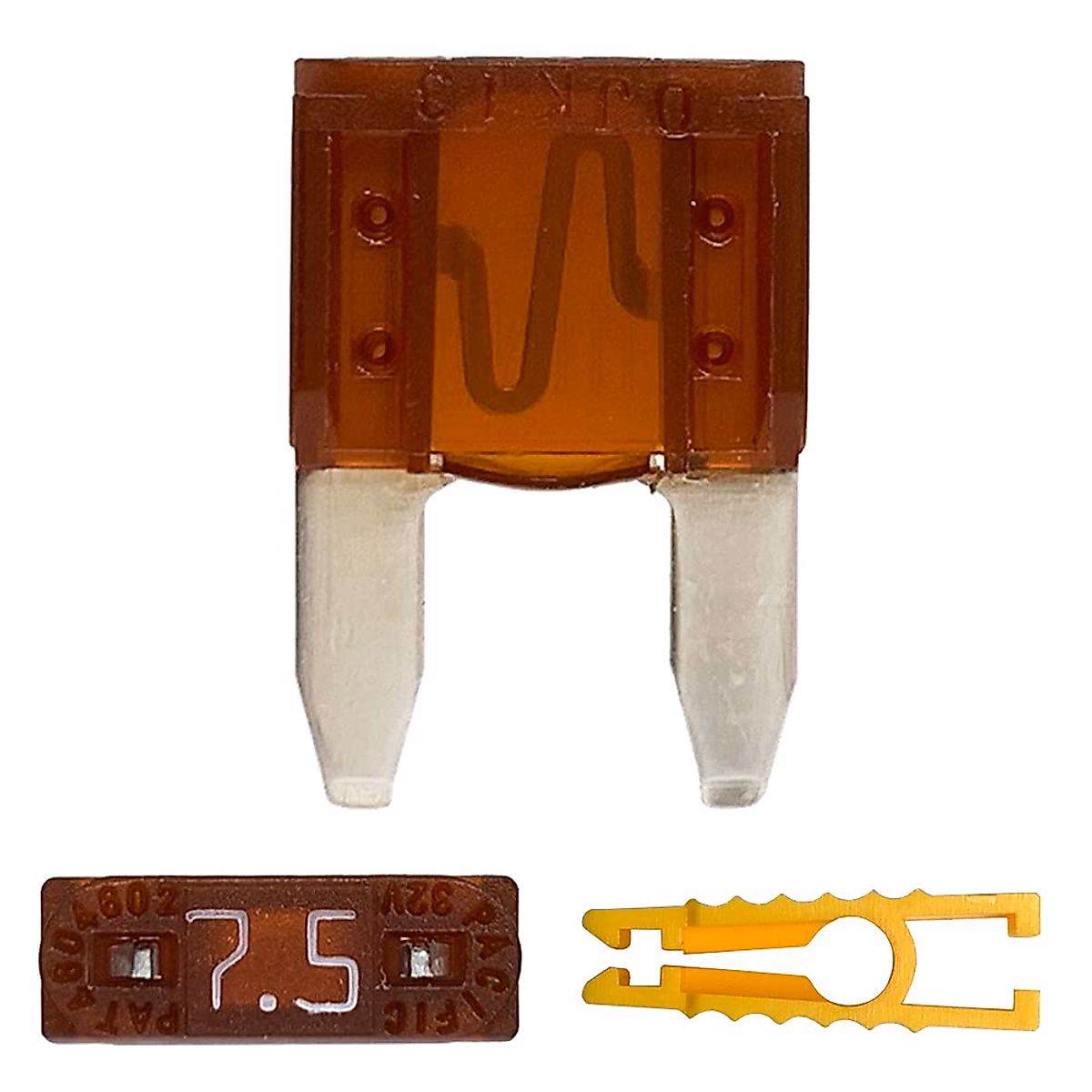 20pcs 7.5A Mini Blade Fuse and 1 Fuse Puller ATC/ATO 32V 7.5Amp Fast Blow for Automotive Car Truck SUV