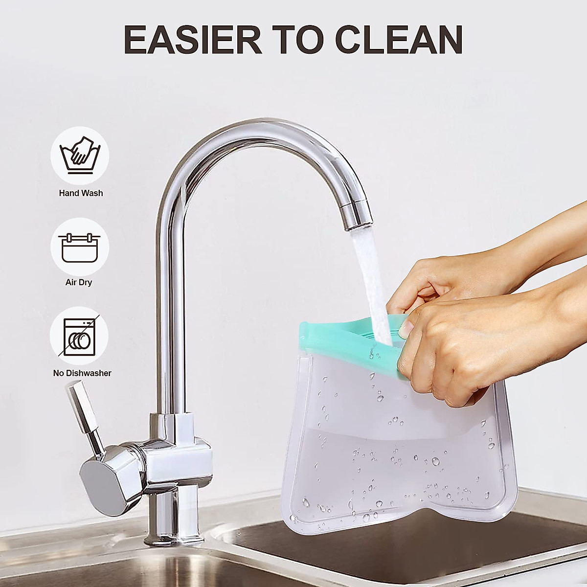 Reusable Food Storage Bags, 8 Pack Reusable Freezer Bags, 4 Leakproof Reusable Sandwich Bags, 4 Reusable Snack Bags, Silicone and Plastic Free Reusable Ziplock Bags for Veggies Fruit Meat Lunch