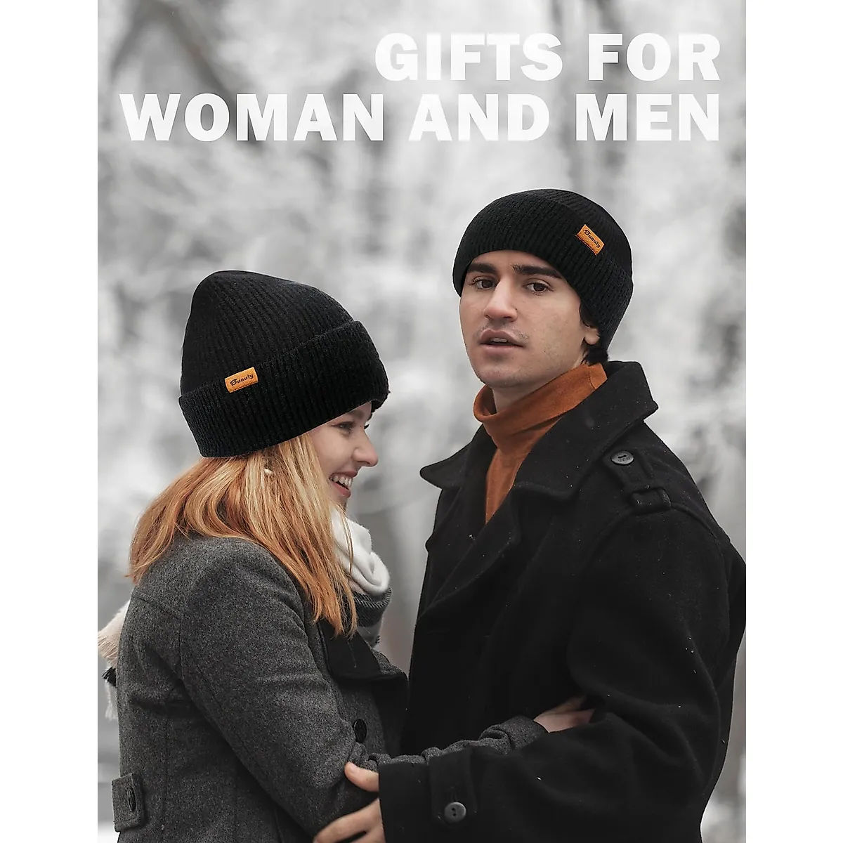 Black Beanie Hats for Men Guys, Warm Winter Hat Snow Skull Caps, Daily Thermal Stocking Caps, Fall Spring Knit Cookies Beanie, Striped Cuffed Beanie for Toboggan Ski Skate Hiking Golf