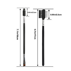 BLEGGEIT Pro Eyebrow Brush and Comb, Metal Eyelash Brush and Eyelash Comb Separator, Steel Brow Brush and Eyebrow Comb Set, Spoolie Brush and Angled Brow Brush, Precision Application, Defining and Shape (2 PCS)