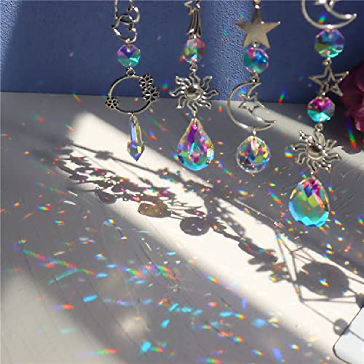 5 PCS Crystal Sun Catcher Pendant Hanging Ornament Decoration Crystal Ball Prism Rainbow Suncatchers for Windows Home Garden Decoration