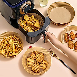 RoyalWare Air Fryer Liners 100 Pc Disposable Paper Liner – 7.9 Inch Non-Stick Round Parchment Paper – Oil Proof Heat Resistant Air Fryer/Baking Paper