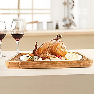 MUKLEI 4 Pack 12 Inches Square Bamboo Tray, Natural Bamboo Serving Platter, Bamboo Serving Tray for Coffee, Tea, Fruits, Cheese