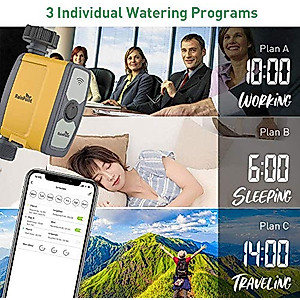 RAINPOINT Sprinkler Timer with Wi-Fi Hub, Smart Watering Timer Programmable Water Timer Hose Faucet Timer, Wireless Remote Control Irrigation System with Water Flow Meter, for Outdoor Yard, Garden