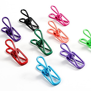 30 Pcs Chip Clips, Multi-Colored PVC Coated High Elastic Strength Clips for Food Package, Clothes Pins and Bag Clip,2 Inch