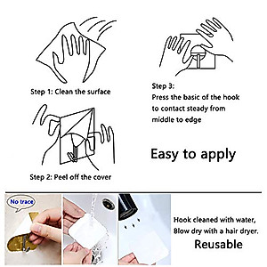 HinchJone Heavy Duty Adhesive Hook 16lb (Max) Reusable Wall Hooks 8 Packs, Waterproof Oilproof Seamless Hooks Stainless Steel Hook for Bathroom, Kitchen, Cabinet