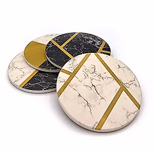 Set of 4 Fancy Absorbent Stone Coasters for Bars and Tables in Nude Colours