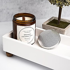 Coconut Wax Scented Candle - Wood Wick - Long Lasting - Smoke Free - Organic - The Clever Mammoth - (Vanilla Large)