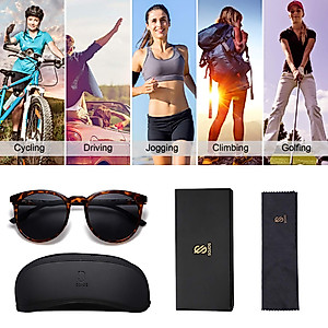 SOJOS Oversized Round Polarized Sports Sunglasses for Women Men, Ultralight TR90 Frame Sport Sunglasses SJ2092, Brown Tortoise Frame/Grey Lens