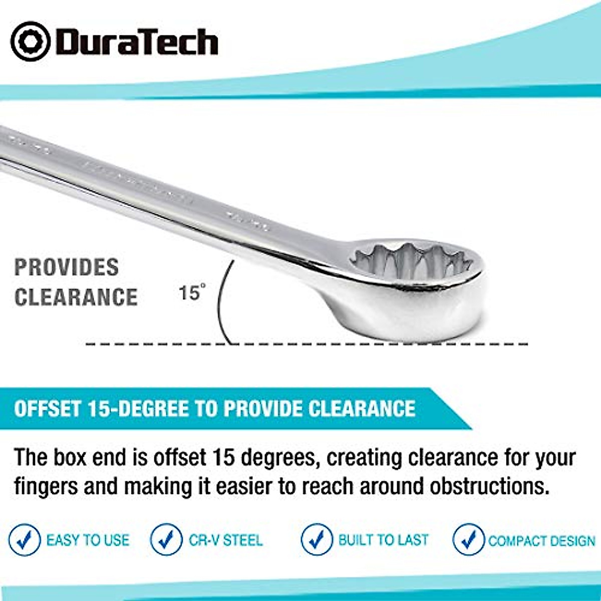 DURATECH Stubby Combination Wrench Set, SAE, 11-piece, 3/8'' to 1'', 12-Point, CR-V Steel, with Rolling Pouch