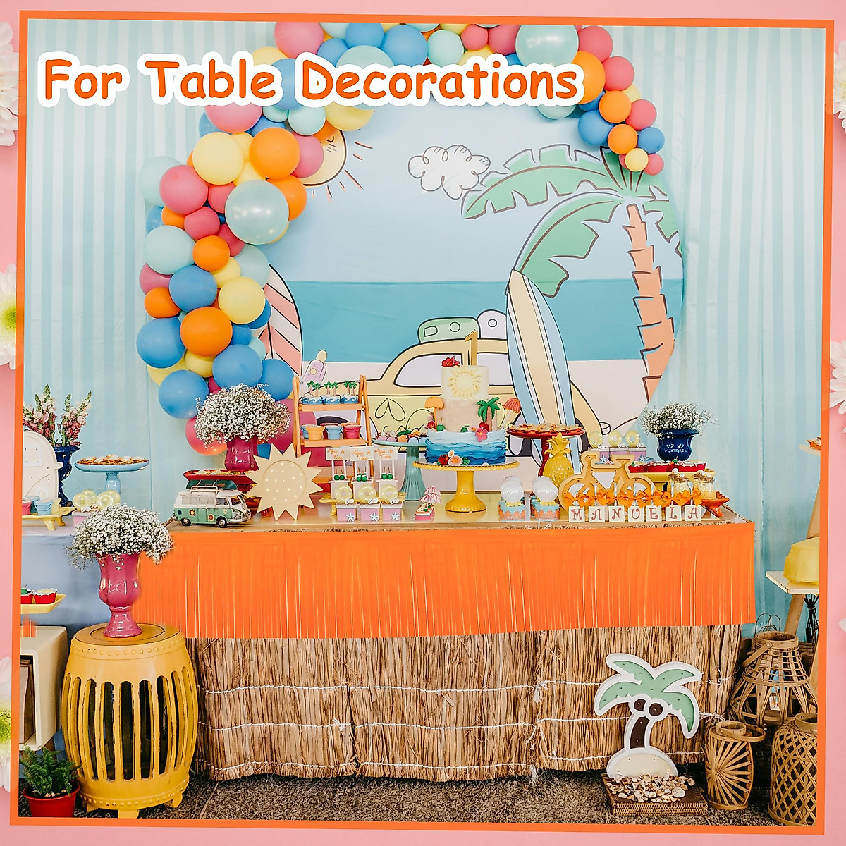 4 Pack Macaron Iridescent Foil Fringe Garland Float Fringe Curtains Shiny Tassel Foil Float Parade Float Decorations for Outdoor Indoor (Orange)…