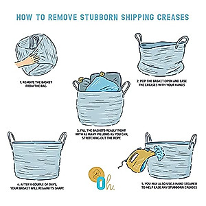 OrganiHaus Black Baskets for Organizing 20x13 | Large Blanket Basket for Living Room | Toy Storage Basket for Kids | Cotton Rope Basket w/Handles | Large Basket for Blankets | Large Storage Basket