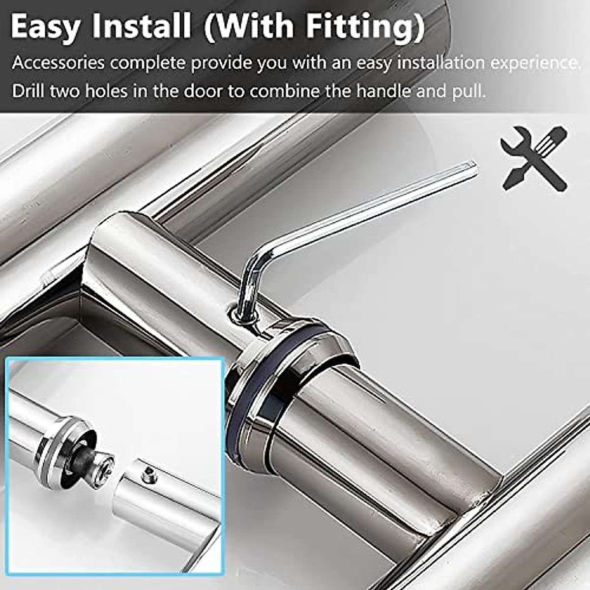 Sliding Barn Door Handle 50/60/ 80/120/ 150 cm Shower Door Handle Replacement, Modern Black Front Door Handles/Satin Nickel Push Pull Handle Bar, Double Sided, Barn Sliding Door ( Size : Length 50cm(2