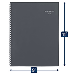AT-A-GLANCE 2024 Monthly Planner, DayMinder, 8-1/2" x 11", Large, Gray (GC4700724)