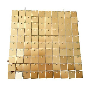 Shimmer Wall Backdrop, 24 Pcs Sequin Shimmer Wall Backdrop Glitter Air Activated Panels with Clear Interlock Grid for Wedding Decoration (Color : Matt Gold)