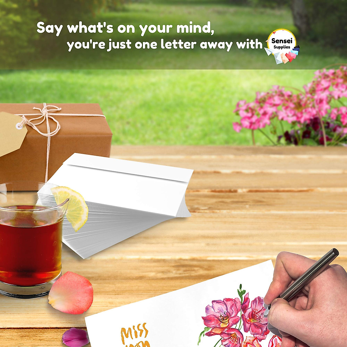 5x7 Envelopes for Invitations - 110 White Envelopes for 5x7 Cards - A7 - (5 ¼ x 7 ¼ inches) - Perfect for Weddings, Graduation, Baby Shower - 120 GSM - Peel, Press & Self Seal - Square Flap