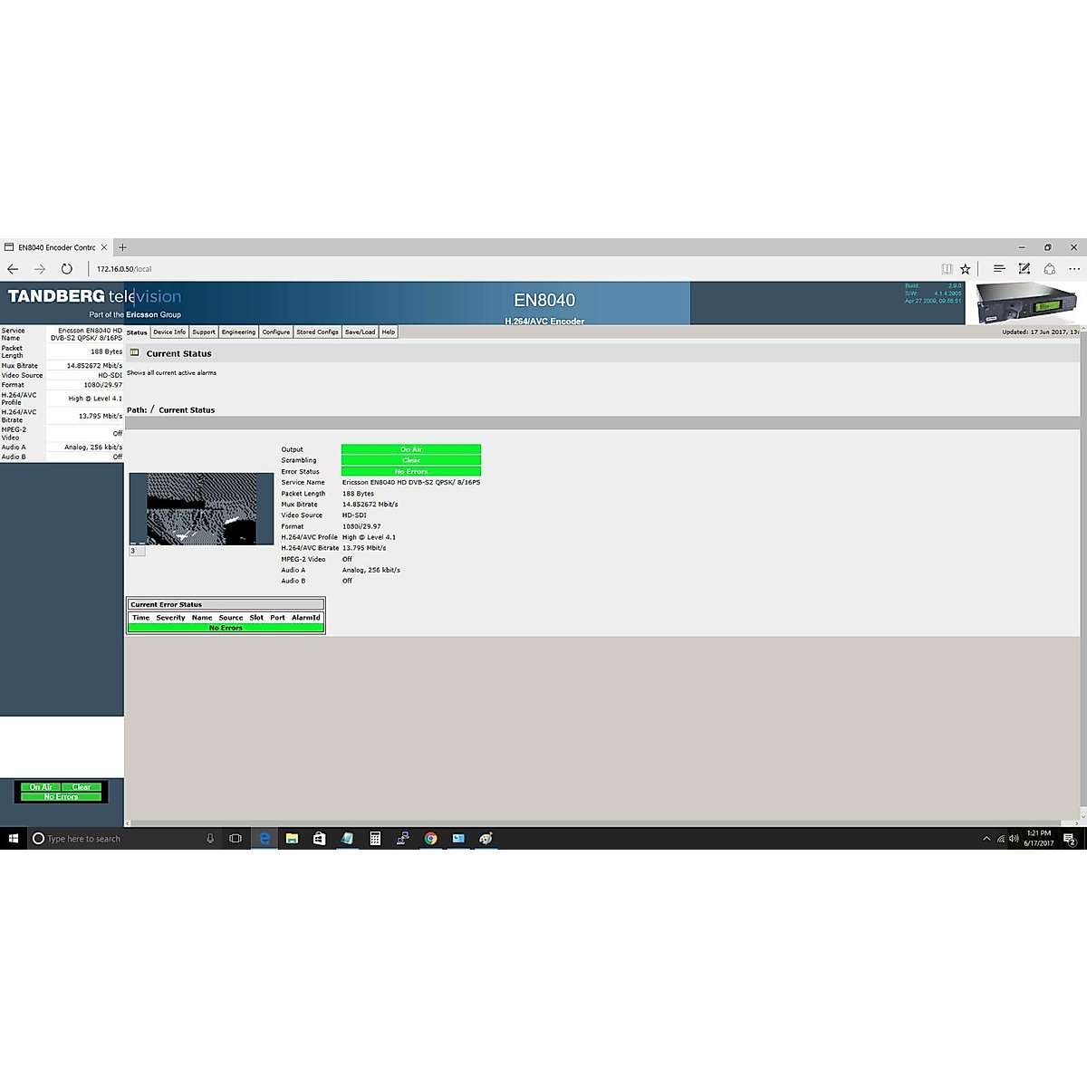 Tandberg EN8040 Evolution 5000 MPEG-2/4 HD SDI Encoder DVB-S2 IF-Band Output