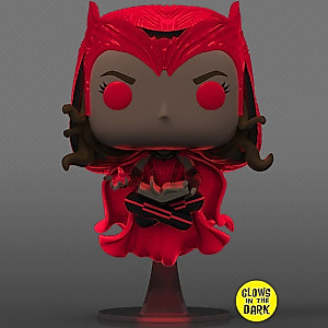 POP Marvel: WandaVision - The Scarlet Witch Glow-in-The-Dark Exclusive Funko Vinyl Figure (Bundled with Compatible Box Protector Case), Multicolored, 3.75 inches
