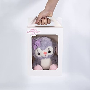 Dasofine Gift Bags with Window 12pcs, 7.1”×5.1”×9.8” Transparent Paper Bag, Paper Gift Bags with Handles for Halloween, Bridal Shower, Party