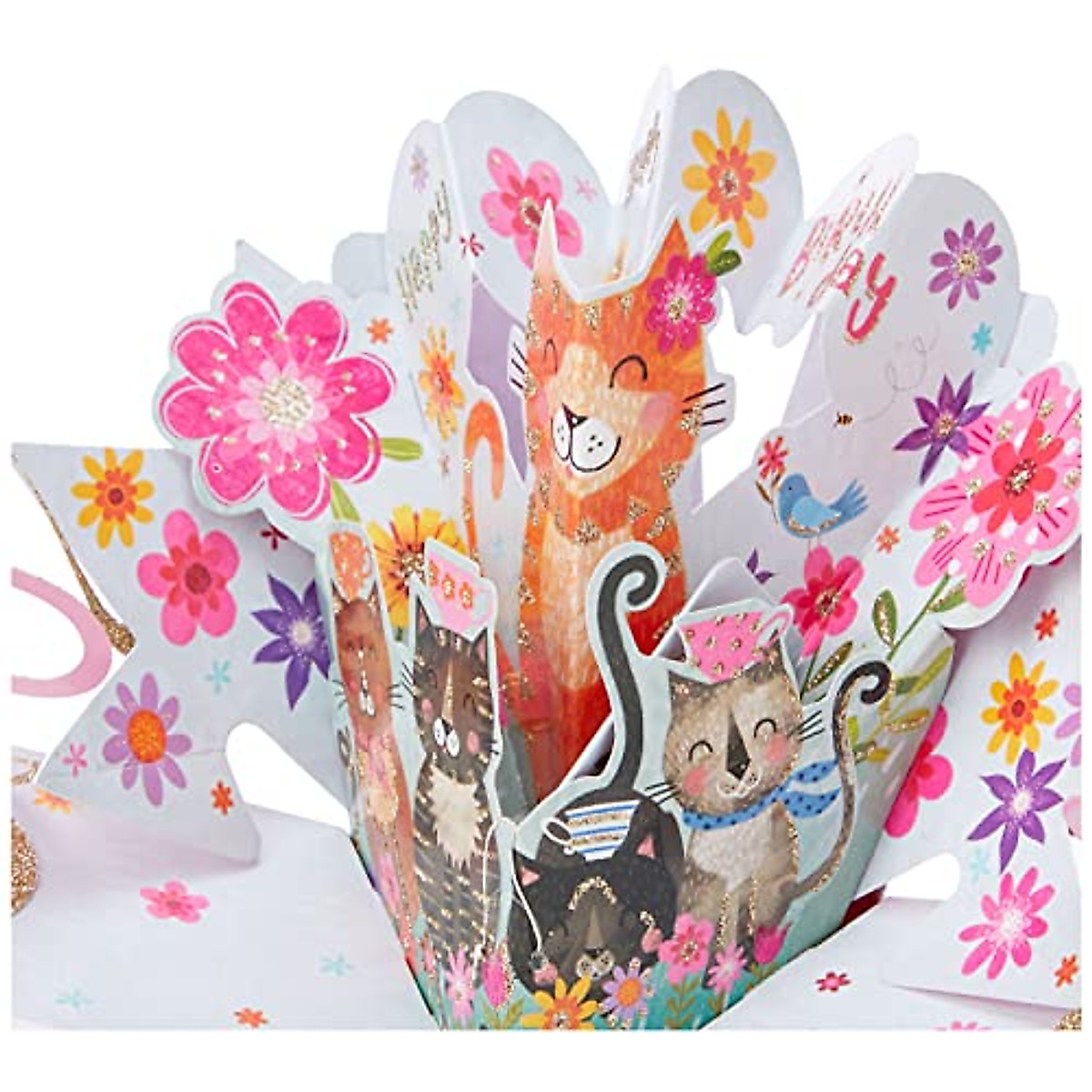Happy Birthday Cats Pop-Up Greeting Card Original Second Nature 3D Pop Up Cards