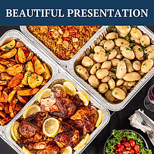 4 Full Size (For Price of 3) Disposable Buffet set with Spoons and Forks, Non-Stick Aluminum, Premium Chafing Dish Set for Events, Parties, Catering