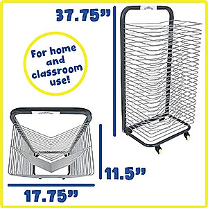 READY 2 LEARN Art Drying Rack - Sturdy Art Organizer for Paintings and Drawings - 25 Shelves - Steel - 4 Casters - 2 Locking Wheels - 37.75"H x 17.75"W