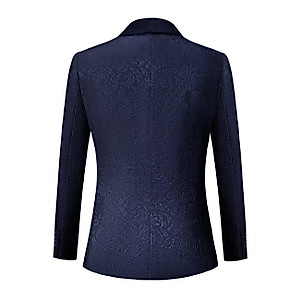 Tuxedo for Men Slim Fit 3 Piece Suit with Bow Tie Shawl Lapel Jacquard Floral Tuxedo Suits for Man Burgundy Size L