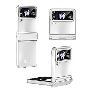 Cell Phone Case Compatible with Samsung Galaxy Z Flip 4 Case with Hinge Protection,Slim Thin Shockproof Hard Full-Body Protective Phone Case Cover for Flip4 5G Phone Smart Device Case and Cover Bundle